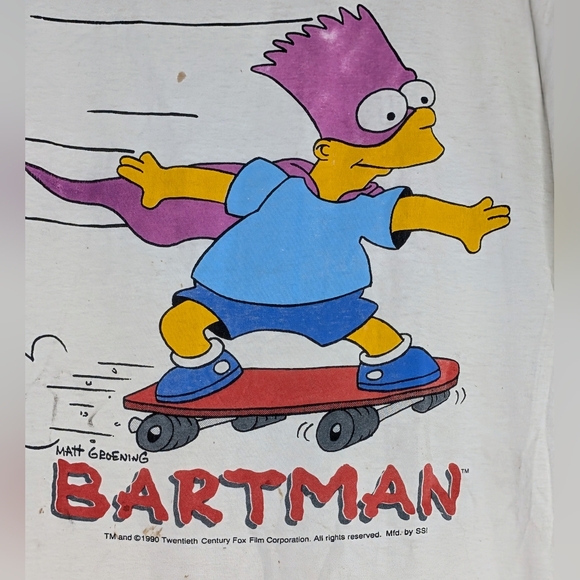 Delta | Shirts | Rare Vintage 9s Bartman Skateboarder Bart Simpson The ...